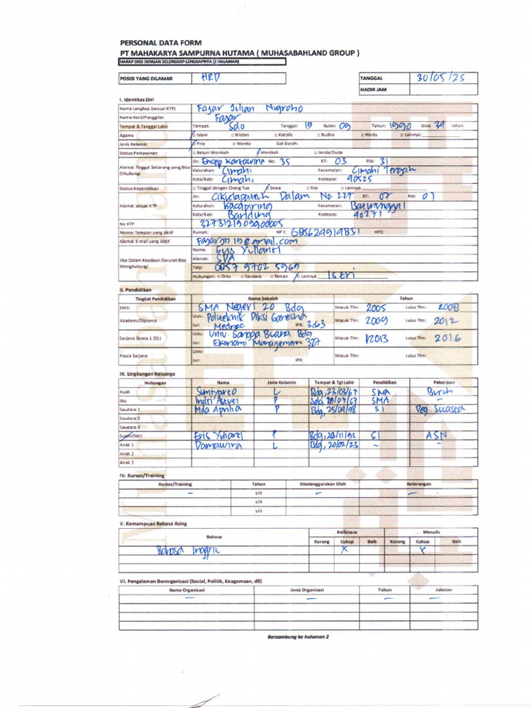 Form MSH - Fajar Julian Nugroho | PDF