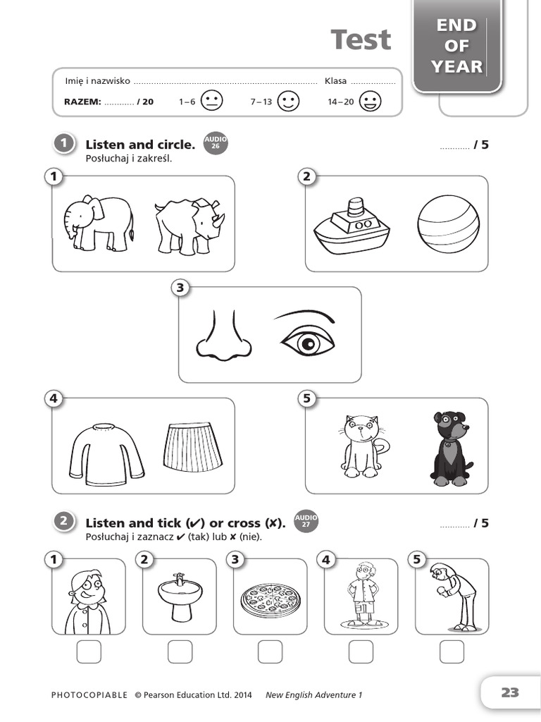 Test End of Year 1 | PDF