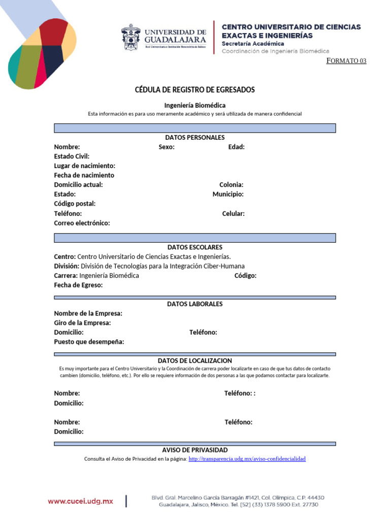 Formato 03 Registro Egresados Ib 11 | PDF