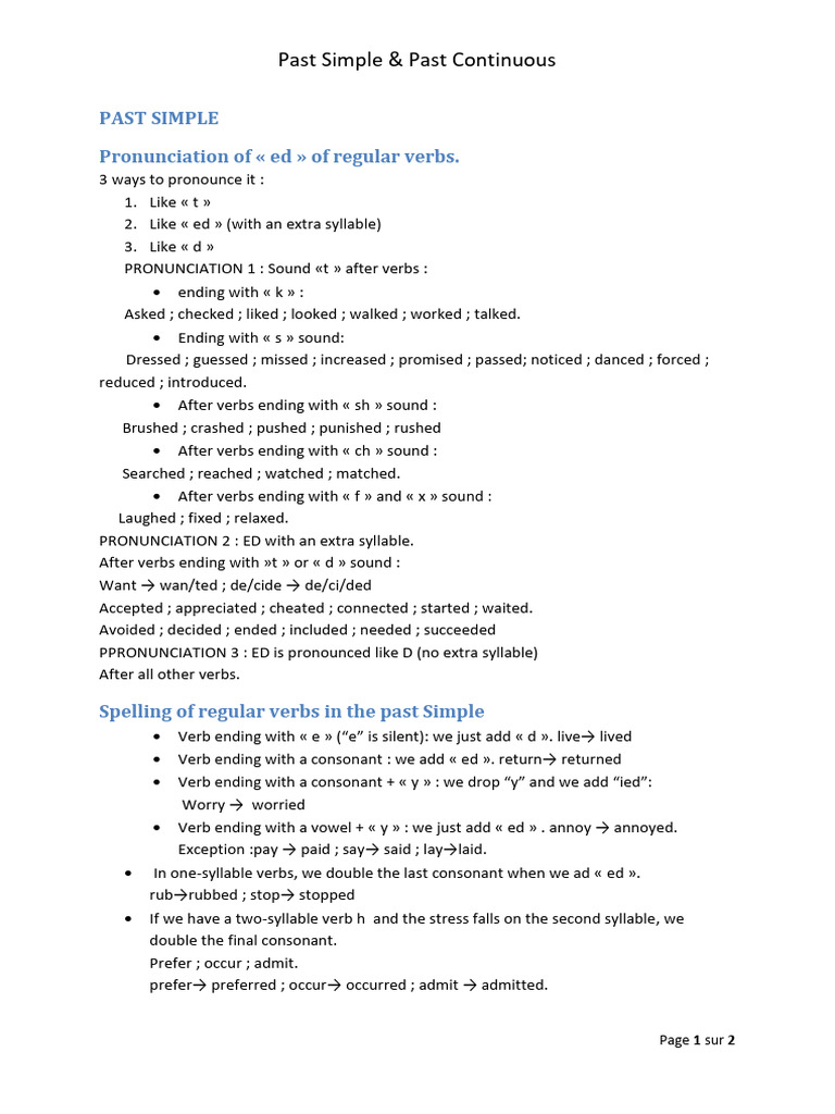 Past Simple & Continuous Lesson | PDF | Syllable | Linguistics