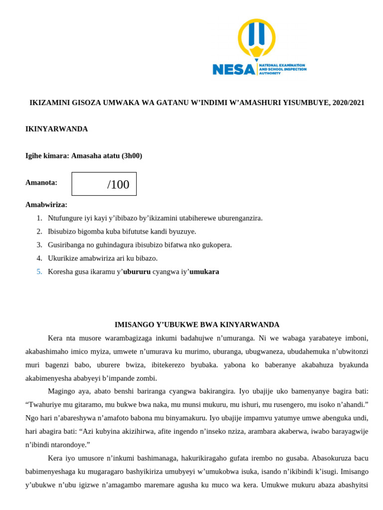 Imisango y'Ubukwe bwa Kinyarwanda | PDF | Linguistics