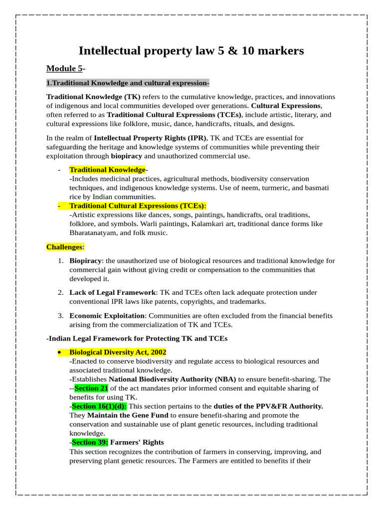 IPR [5]mark | PDF | Intellectual Property | Traditional Knowledge