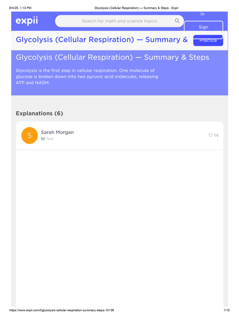 Glycolysis (Cellular Respiration) - Summary & Steps - Expii | PDF ...