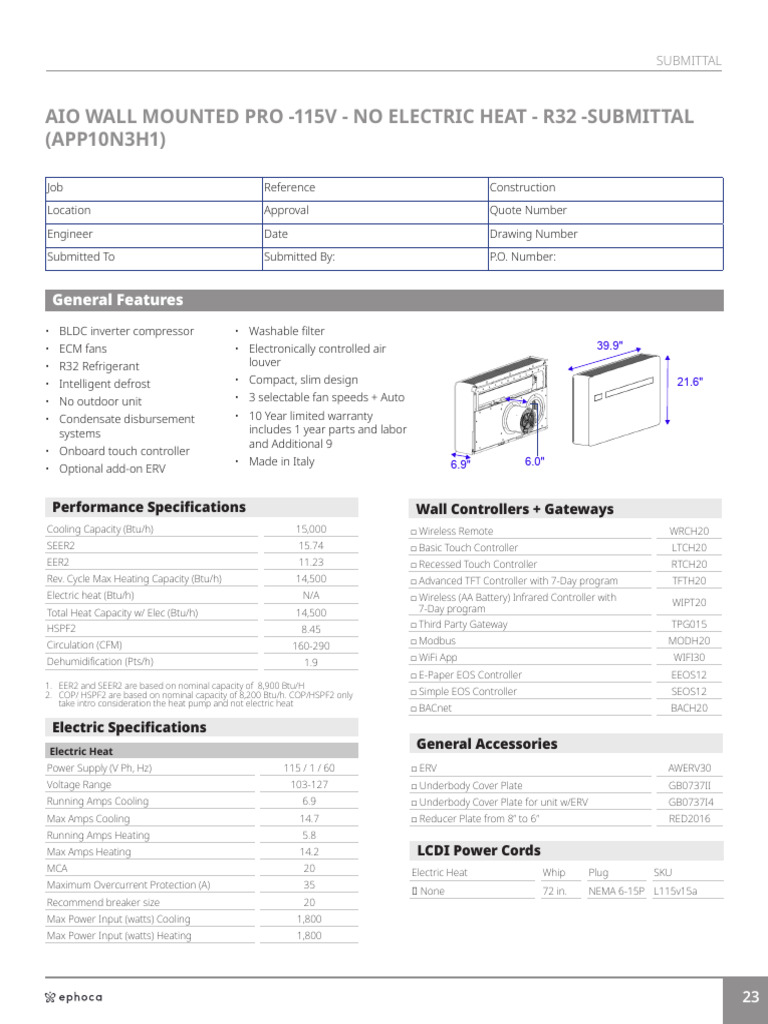 Pages From AIO Wall Mounted Pro Product Data Sheet | PDF | Power Supply ...