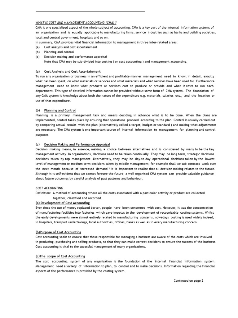 Introduction to Cost Management Accounting | PDF | Management ...