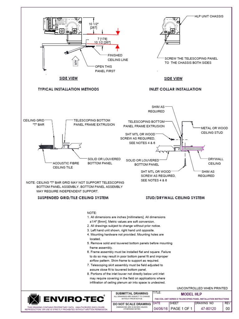 HLP D Telescoping Panel Instructions | PDF | Ceiling | Mechanical ...