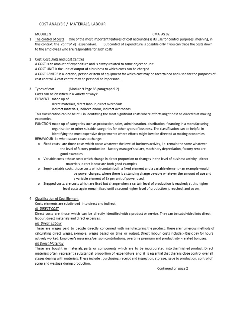 Cost Control and Classification Guide | PDF | Expense | Cost