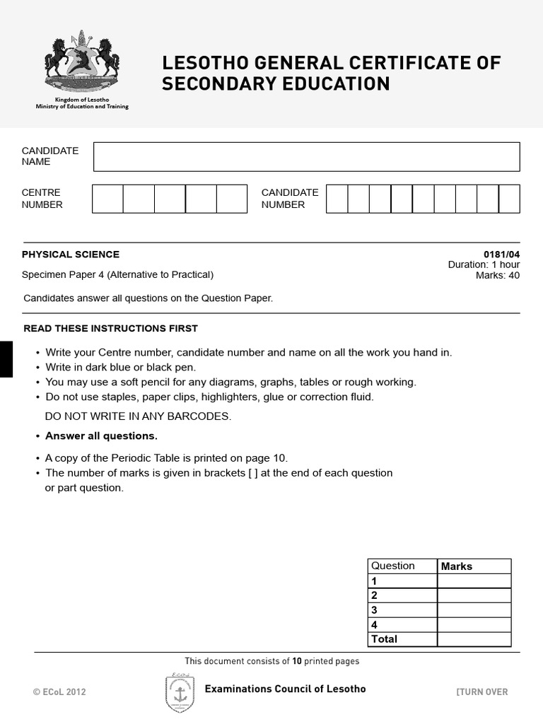 LGCSE Physical Science Paper 4 | PDF | Series And Parallel Circuits