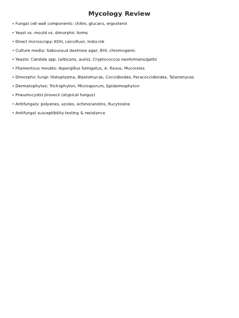 Microbiology Reviewer 4 Mycology | PDF