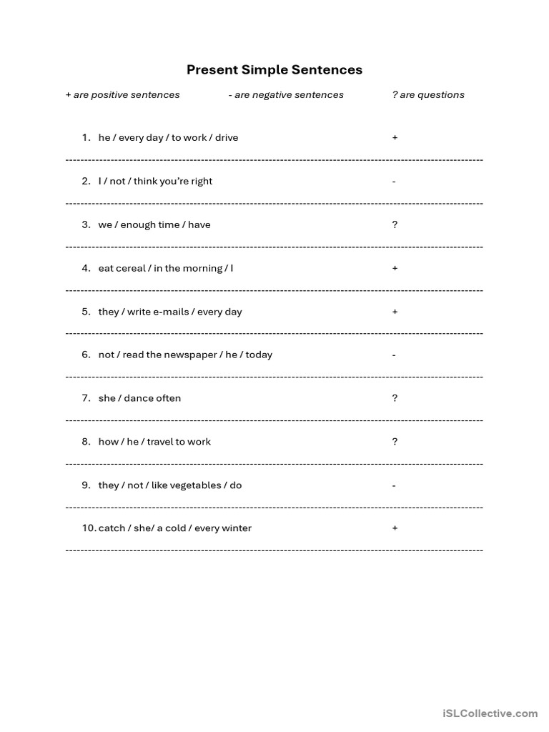 Present Simple Sentences | PDF