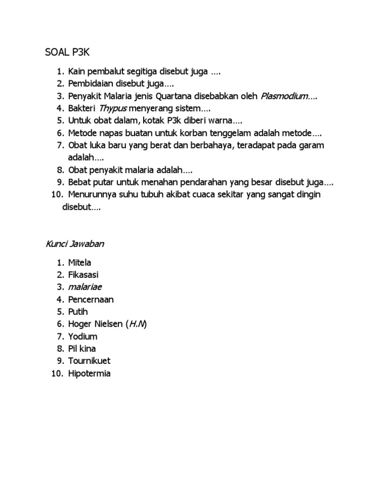 Soal P3K | PDF | Sains & Matematika