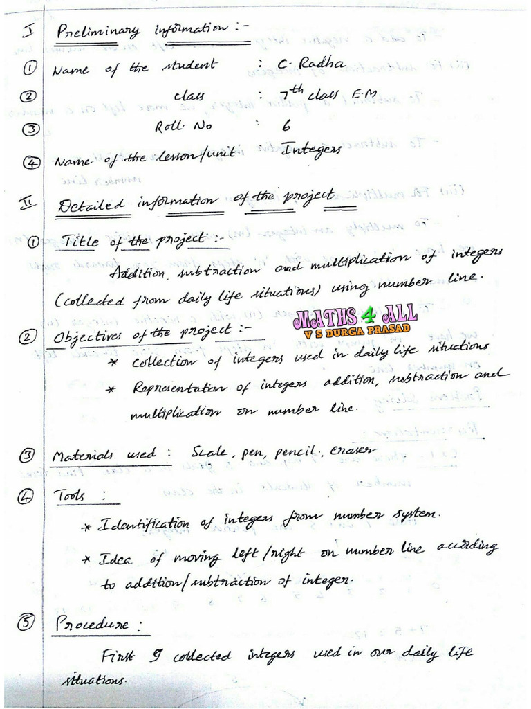 TLM4ALL@7th Class MathsFA1 Project Works Type 1 | PDF