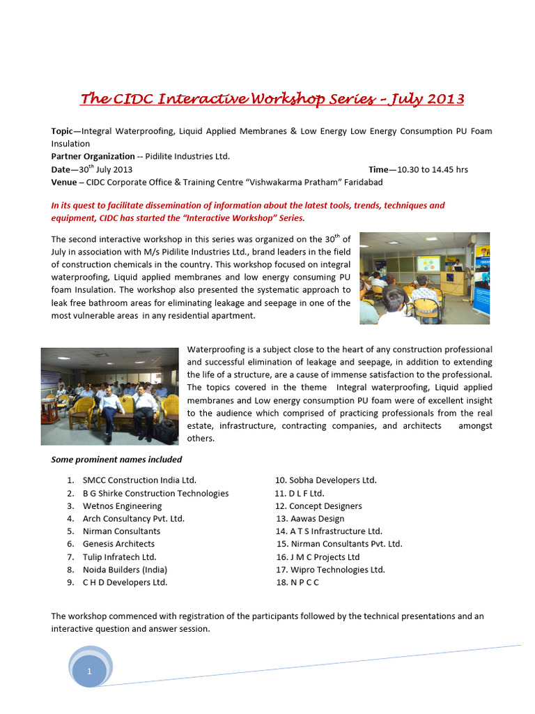 IWSR2 - Pidilite - 30 Jul 13 | PDF | Building Engineering