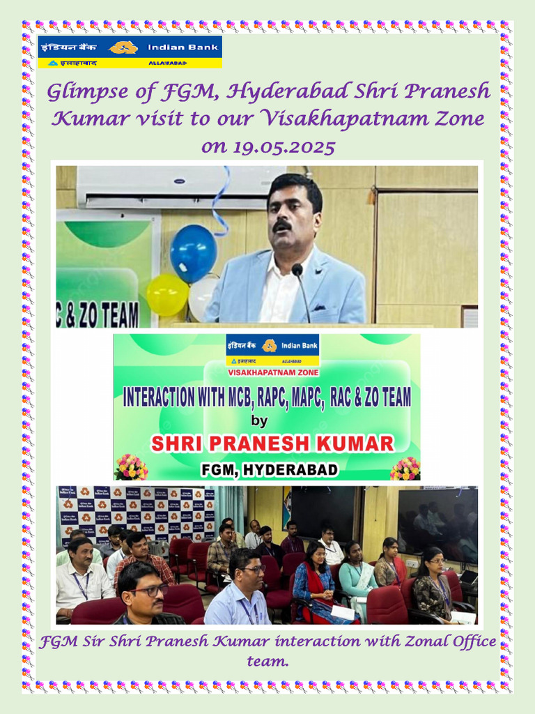 Pranesh Kumar's Visit to Visakhapatnam Zone | PDF
