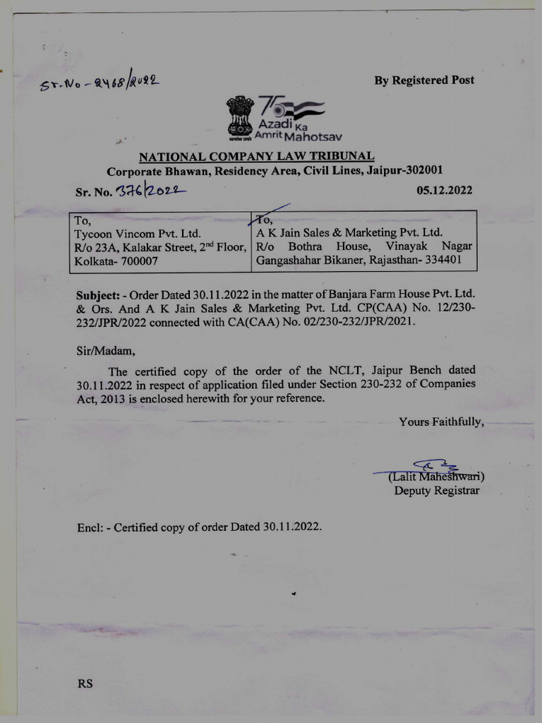 National Company Law Tribunal - Marger Work | PDF