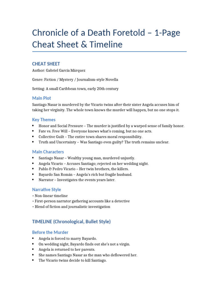 Chronicle CheatSheet Timeline | PDF