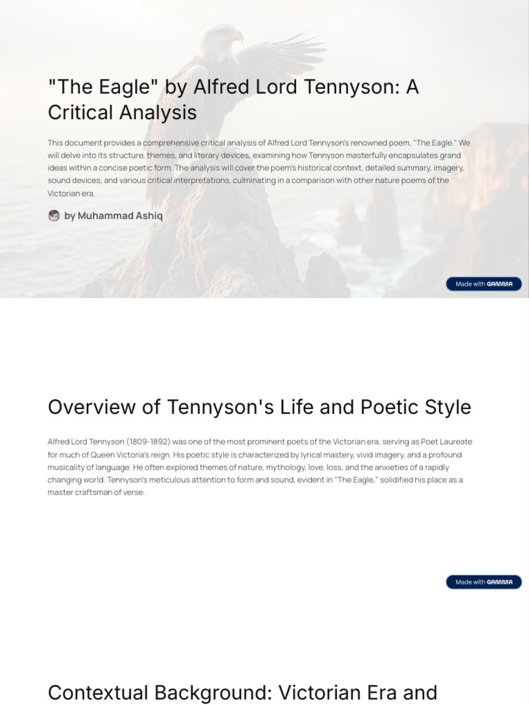 The Eagle by Alfred Lord Tennyson A Critical Analysis | PDF | Poetry ...
