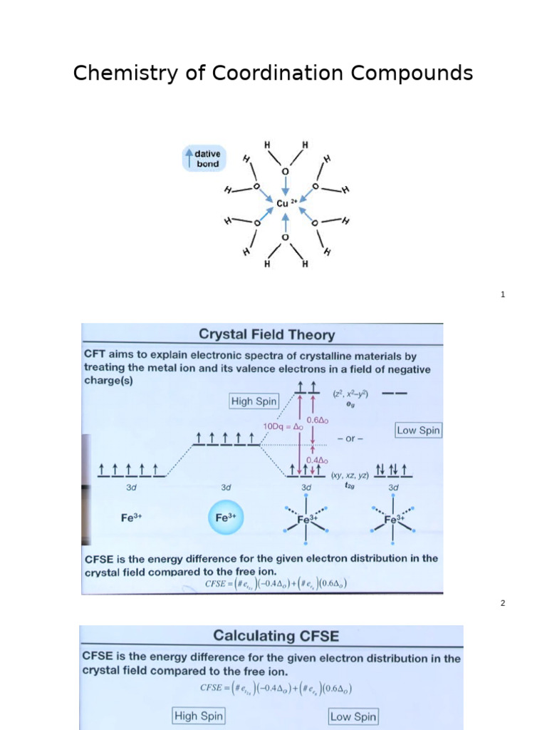 Chemistry of Complexes - CFT | PDF | Ligand | Metallic Elements