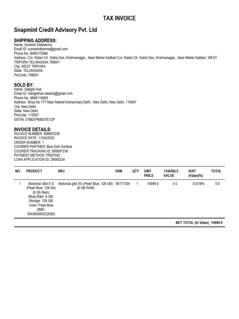 Https Snapmint Prod.s3.AP South 1.Amazonaws.com Loan Documents Documents 027 587 869 Original ...