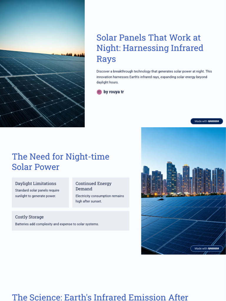 Solar Panels That Work at Night Harnessing Infrared Rays | PDF | Solar ...
