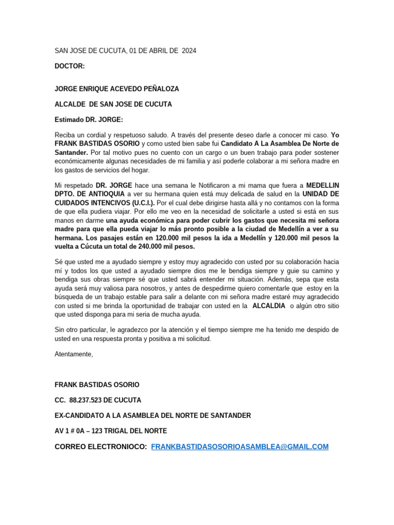 Cedulas de Los Tios de Ingrid Moncada (Roger) | PDF