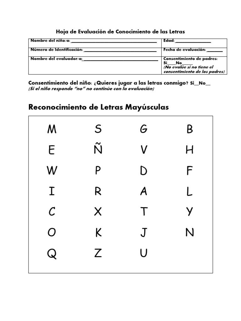 Evaluación Letras Alfabeto | PDF | Codificación de caracteres ...