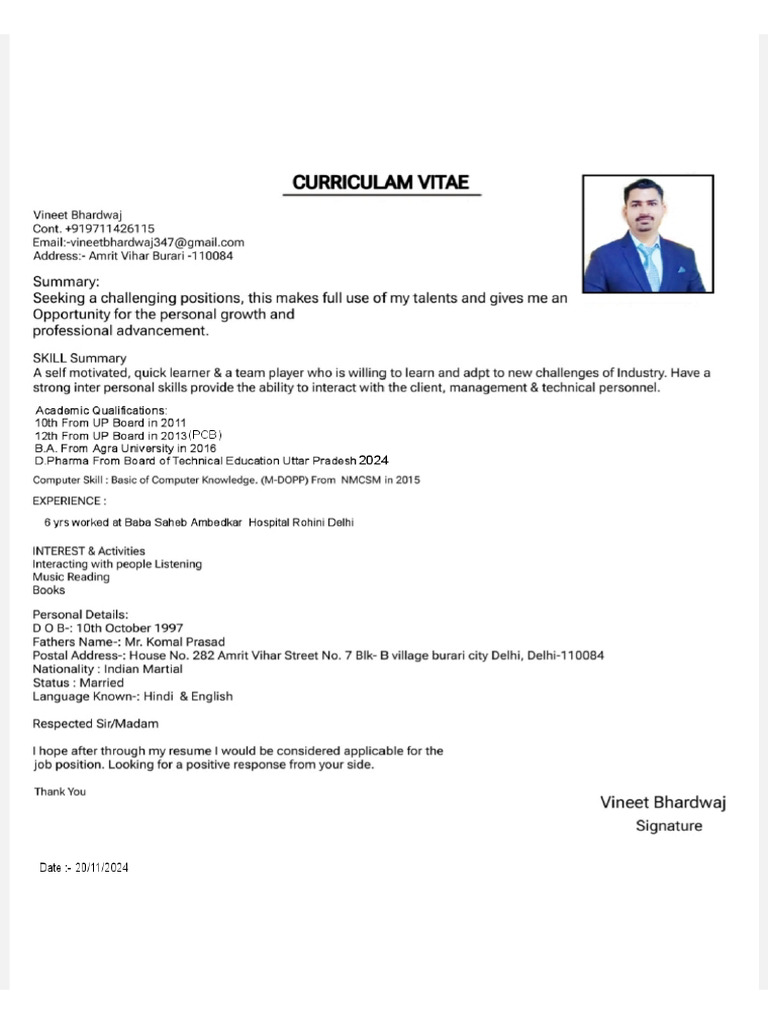 CV Vineet Bhardwaj | PDF