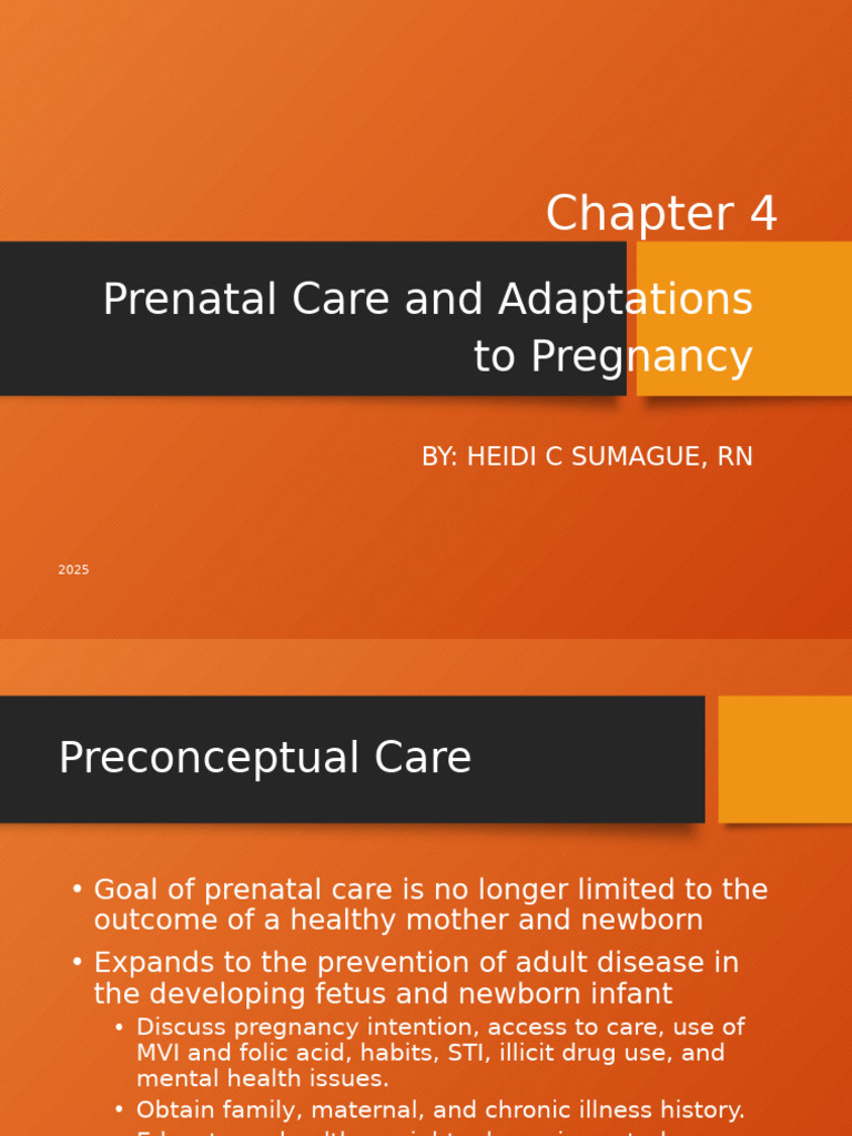 CH 4 Prenatal Care and Adaptations To Pregnancy | PDF | Pregnancy | Prenatal Development