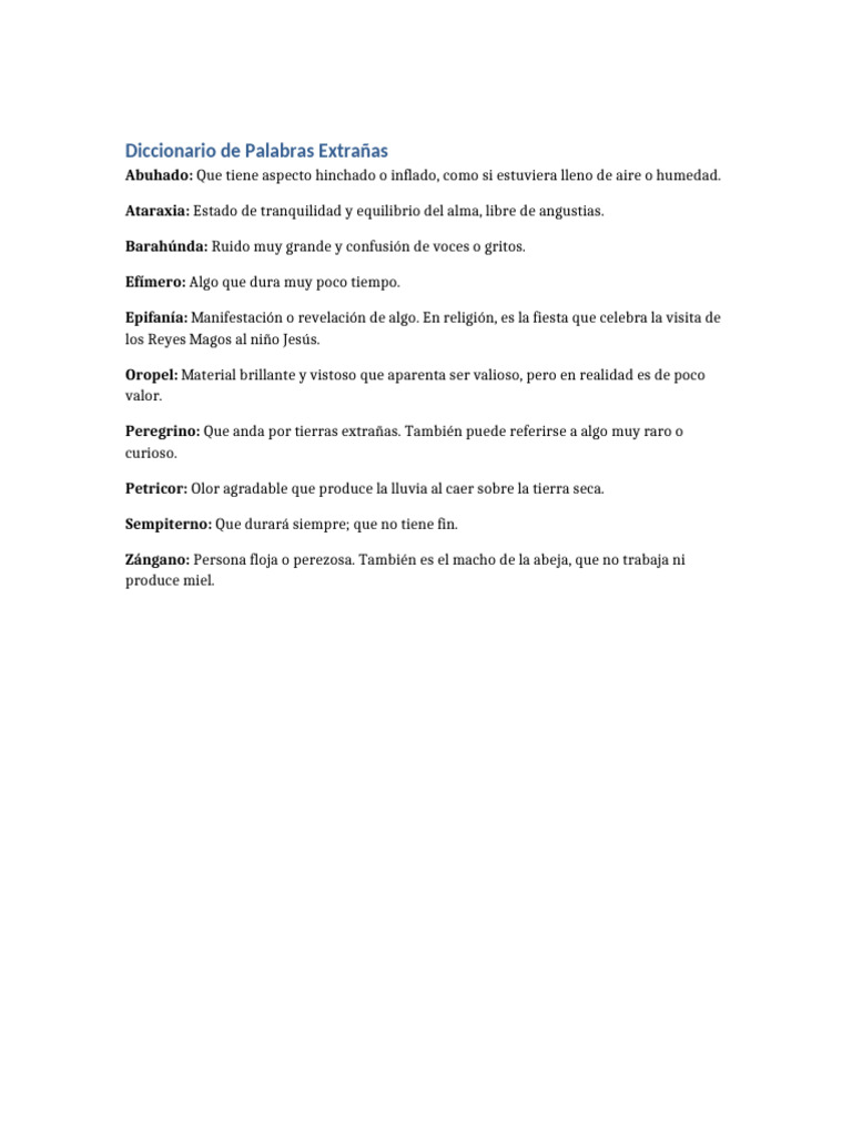 Diccionario Palabras Extrañas | PDF