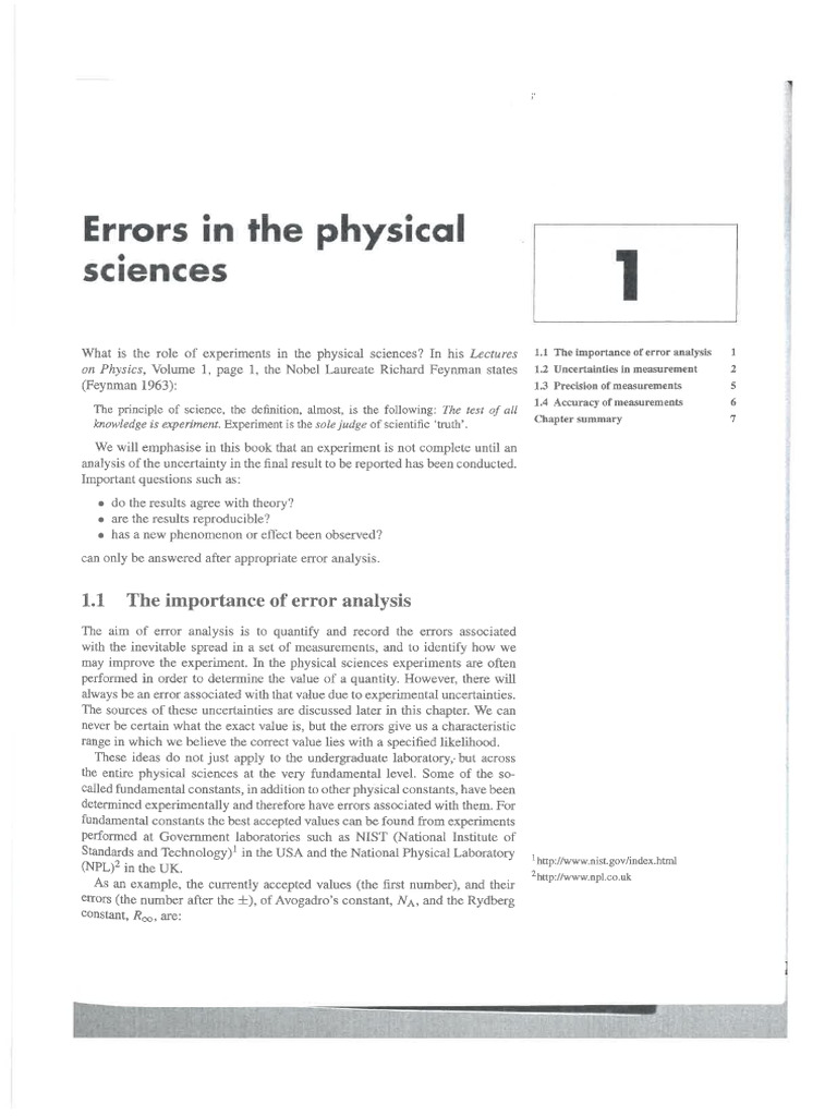 Errors in Physical Sciences | PDF