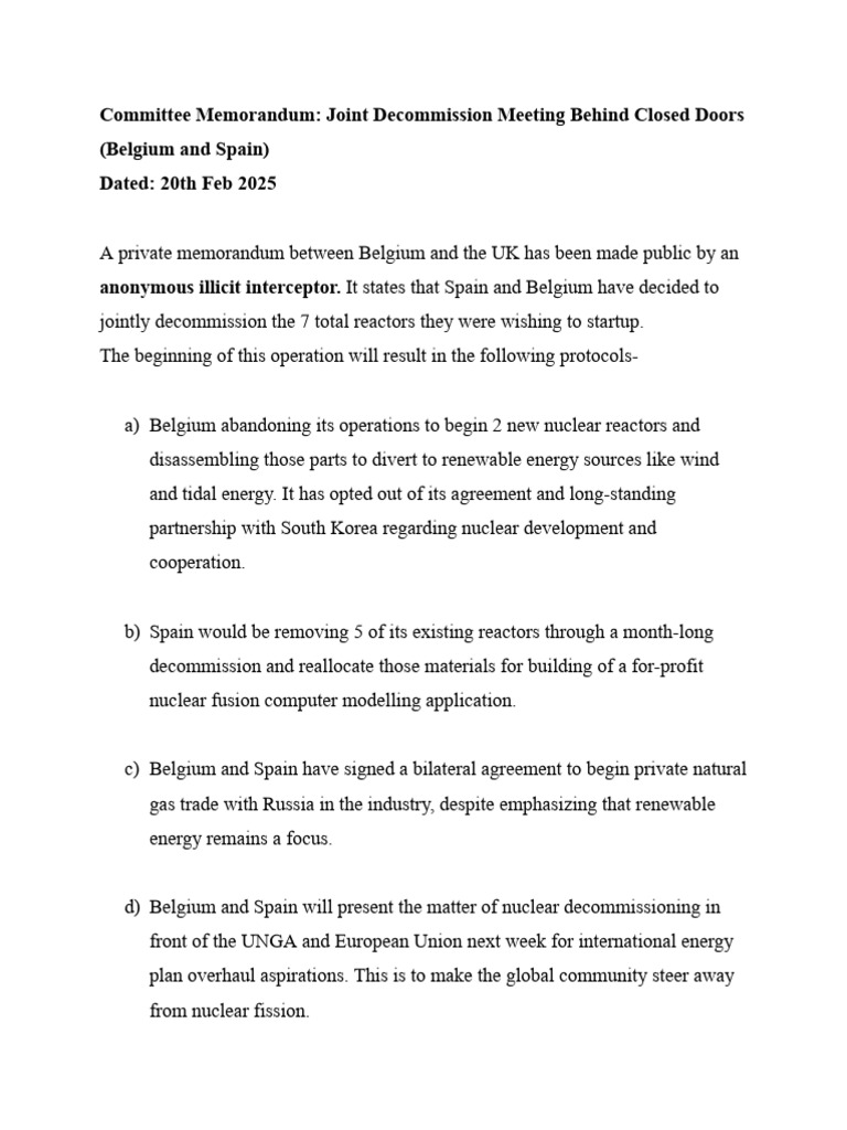 Committee Memorandum - Joint Decommission Meeting Behind Closed Doors ...