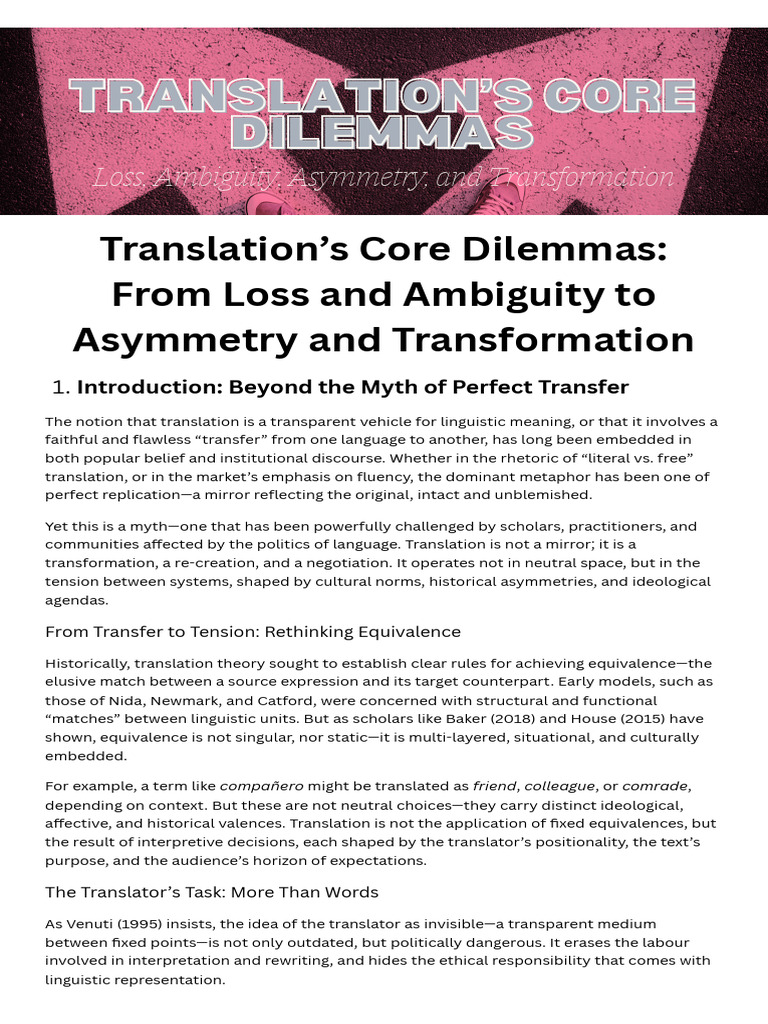 Translation's Core Dilemmas | PDF | Translations | Ambiguity