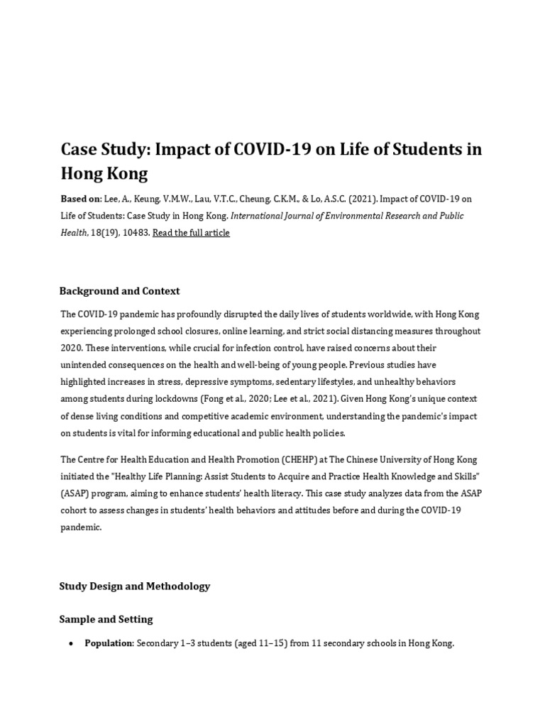 Coronavirus Case Study (Wuhan) | PDF | Sleep | Sedentary Lifestyle