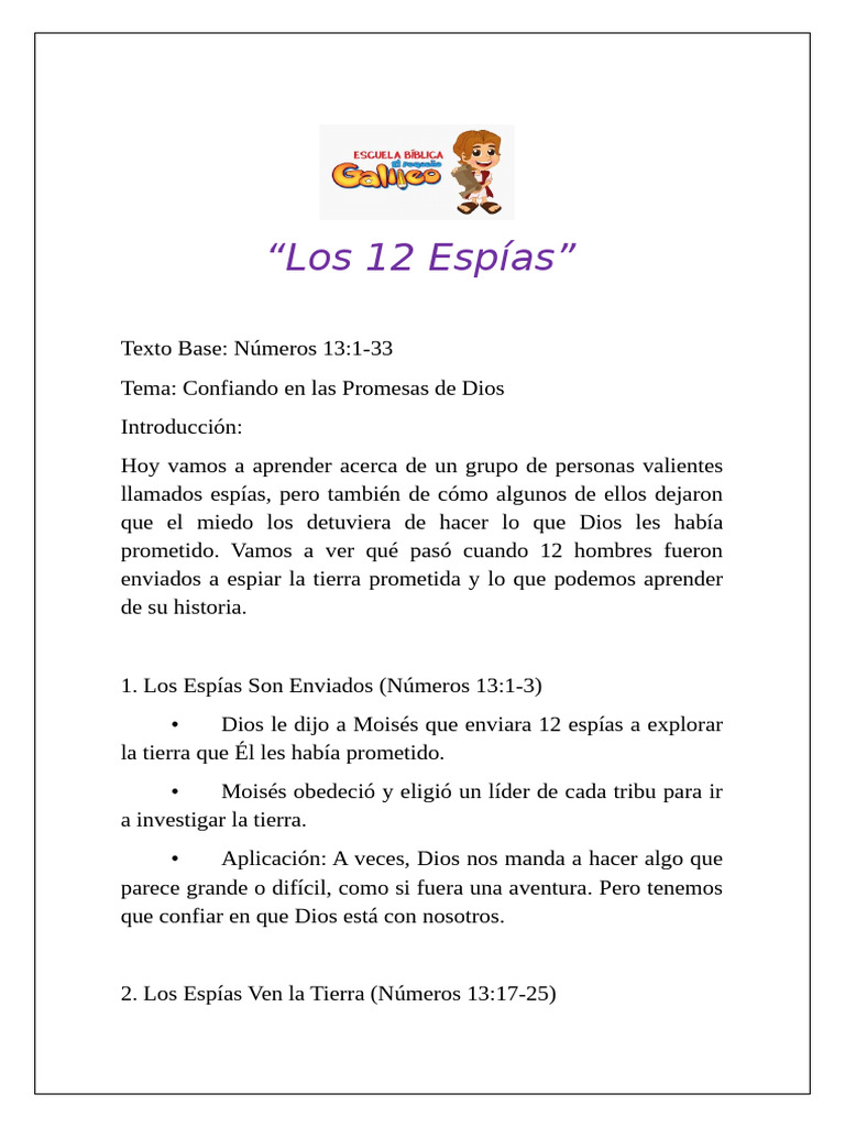 Leccion Los 12 Espías | PDF | Dios | Moisés