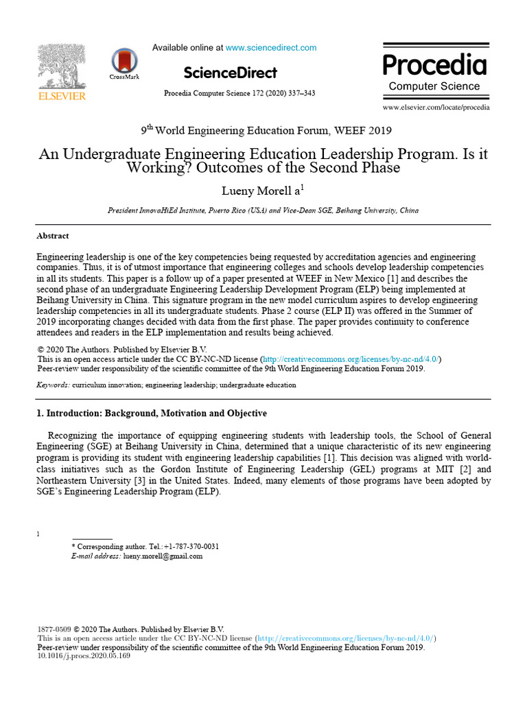 An Undergraduate Engineering Education Leadership Program Is It Working Outcomes of The Second ...