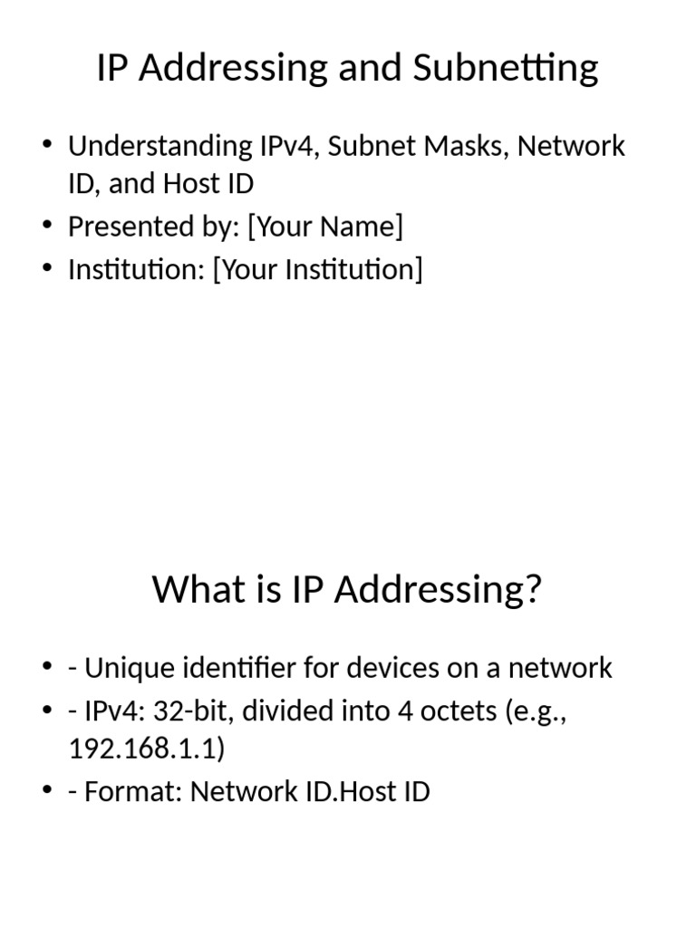IP Addressing and Subnetting Presentation | PDF