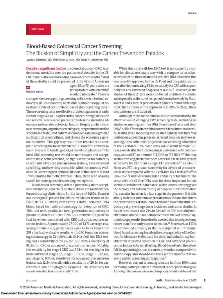 Jama Dominitz 2025 Ed 250030 1748444692.41336 | PDF | Colorectal Cancer ...