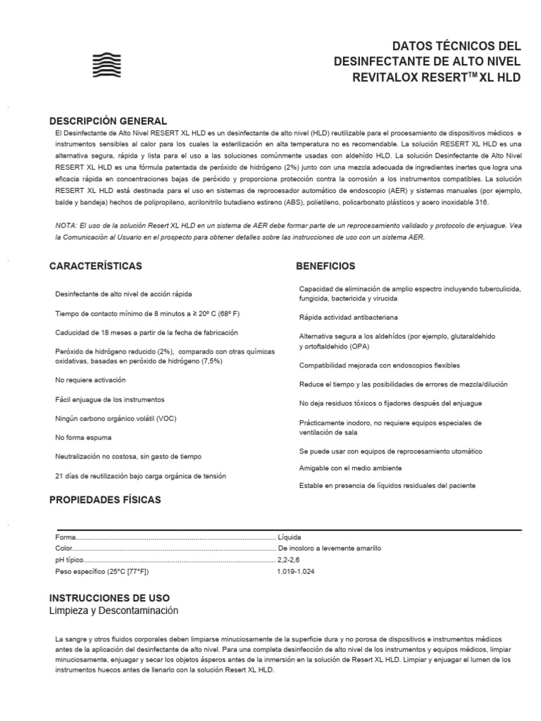 Revitalox Resert Tech Data ES (004) | PDF | Agua | Peróxido