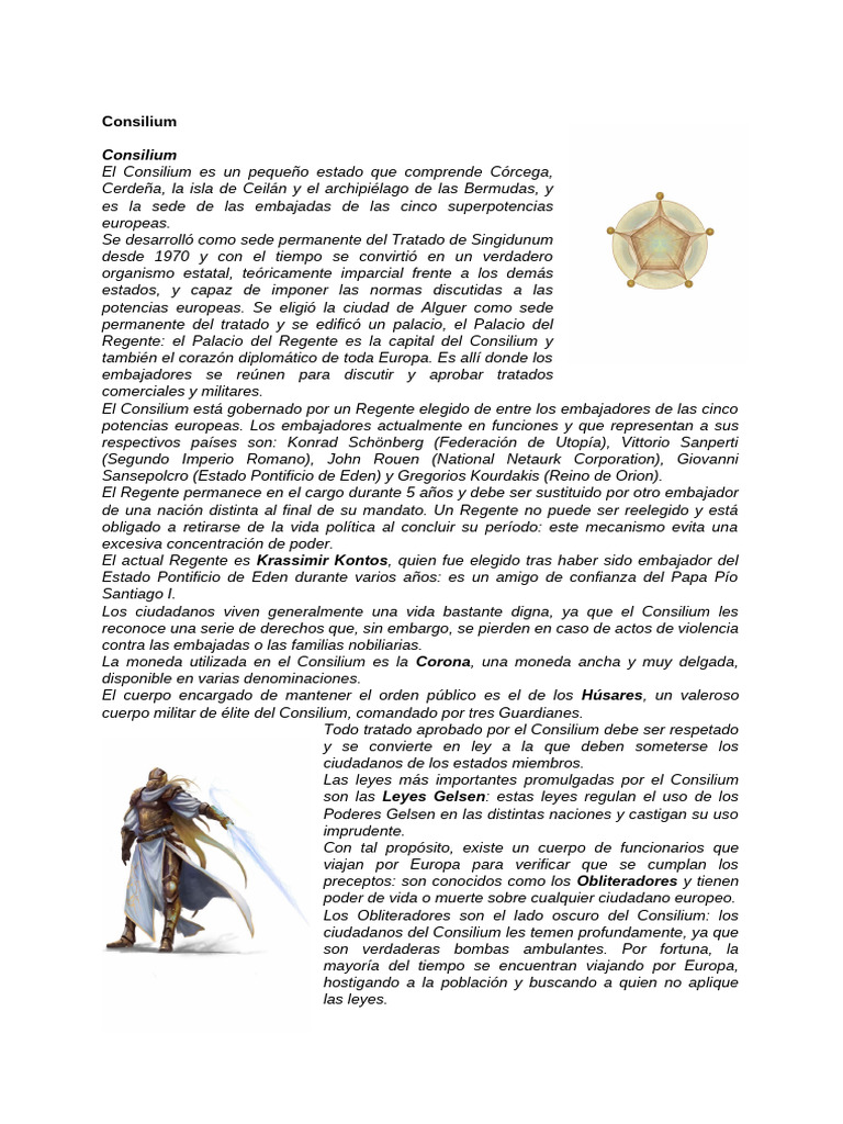 Capitulo 00B Ambientación - El Consilium y Sus Cinco Naciones - Consilium 01 | PDF | Cerdeña