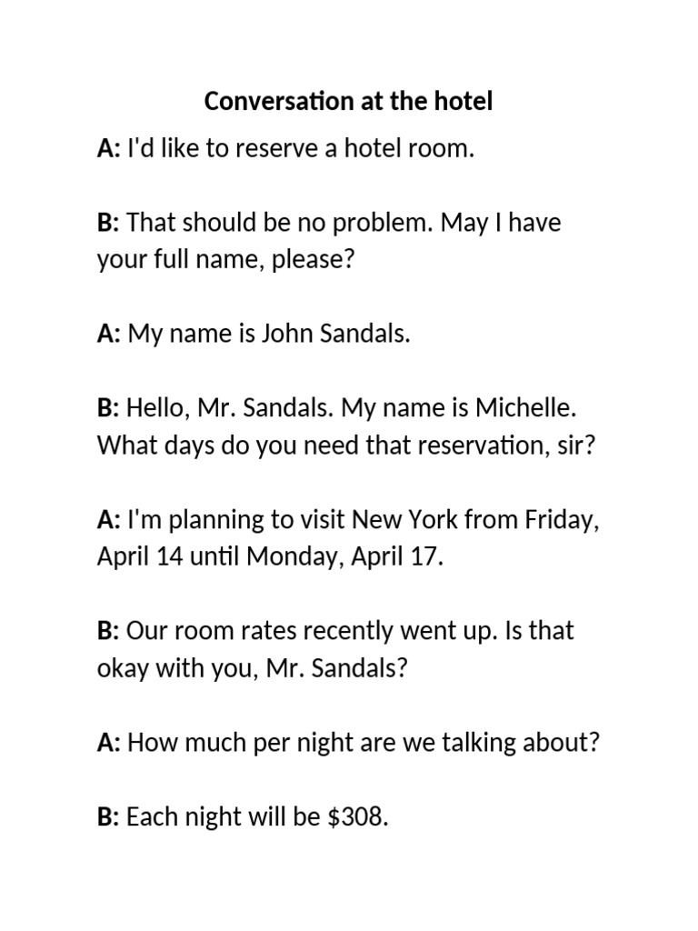 Conversation at The Hotel 01 | PDF