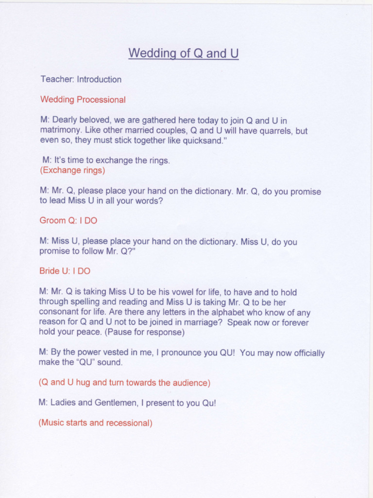 Wedding of Q and U | PDF
