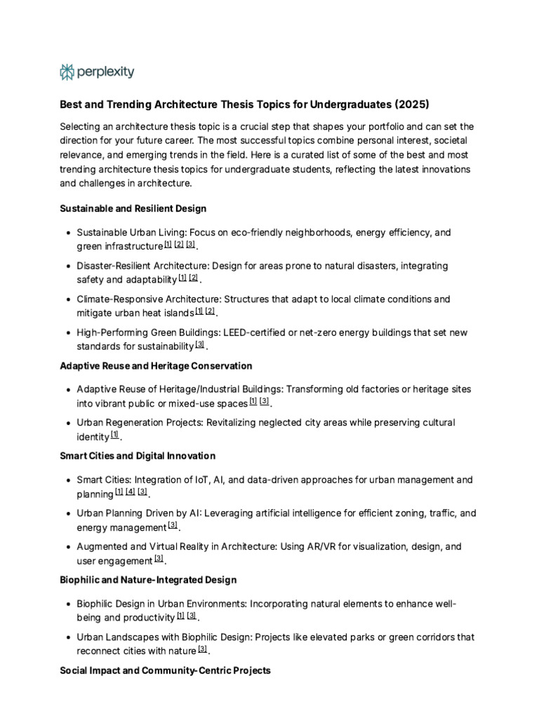 Trending Architecture Thesis Topics 2025 | PDF | Innovation ...