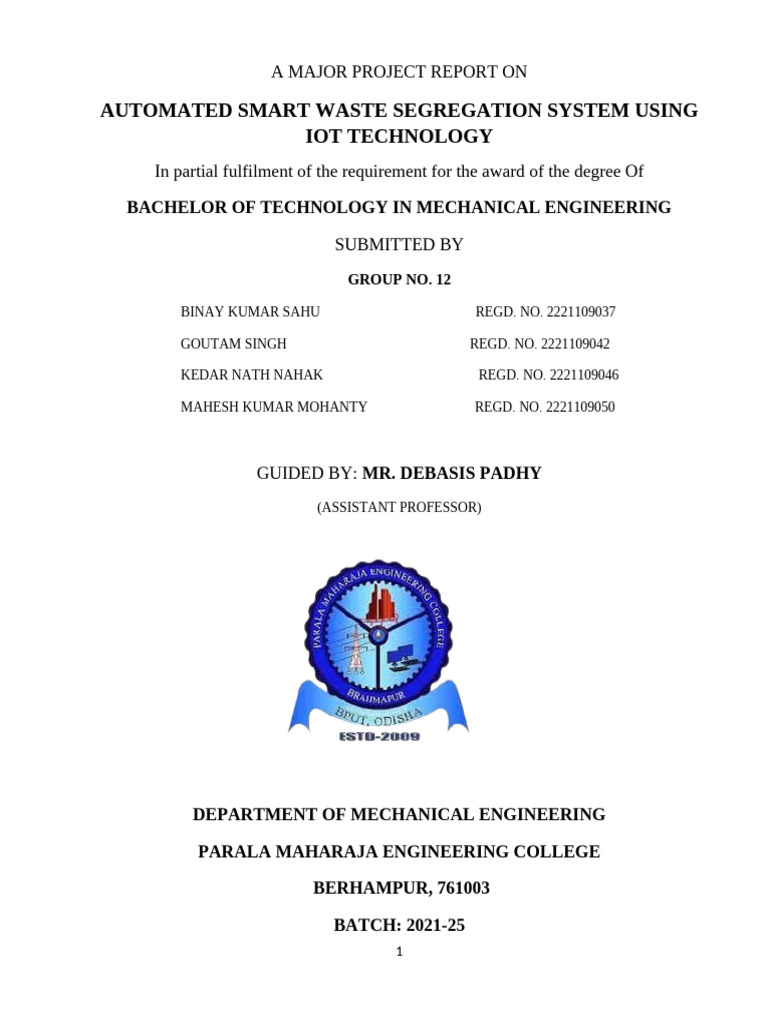 Report Gr.12 Automated Waste Segregator | PDF | Embedded System | Operating System