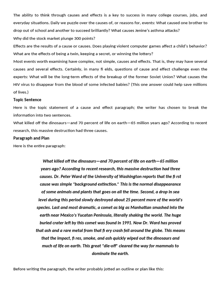 A Cause and Effect Paragraph | PDF