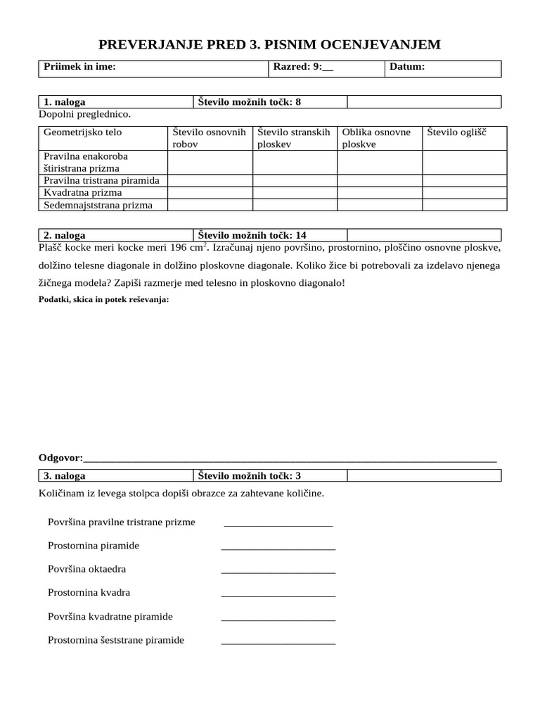 Preverjanje 3 PZ | PDF