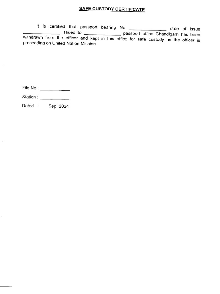 Sample of Safe Custody-1 | PDF