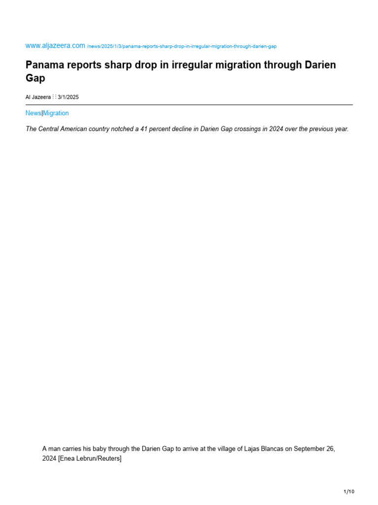 Panama Reports Sharp Drop in Irregular Migration Through Darien Gap | PDF | Human Migration ...