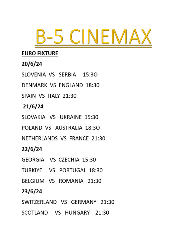 Euro 2024 Match Schedule | PDF
