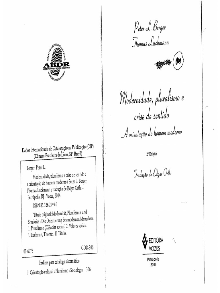 Modernidade, Pluralismo e Crise de Sentido - Peter Berger | PDF