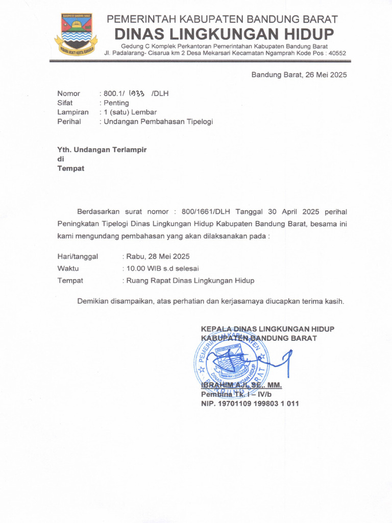 Undangan Tipelogi DLH | PDF